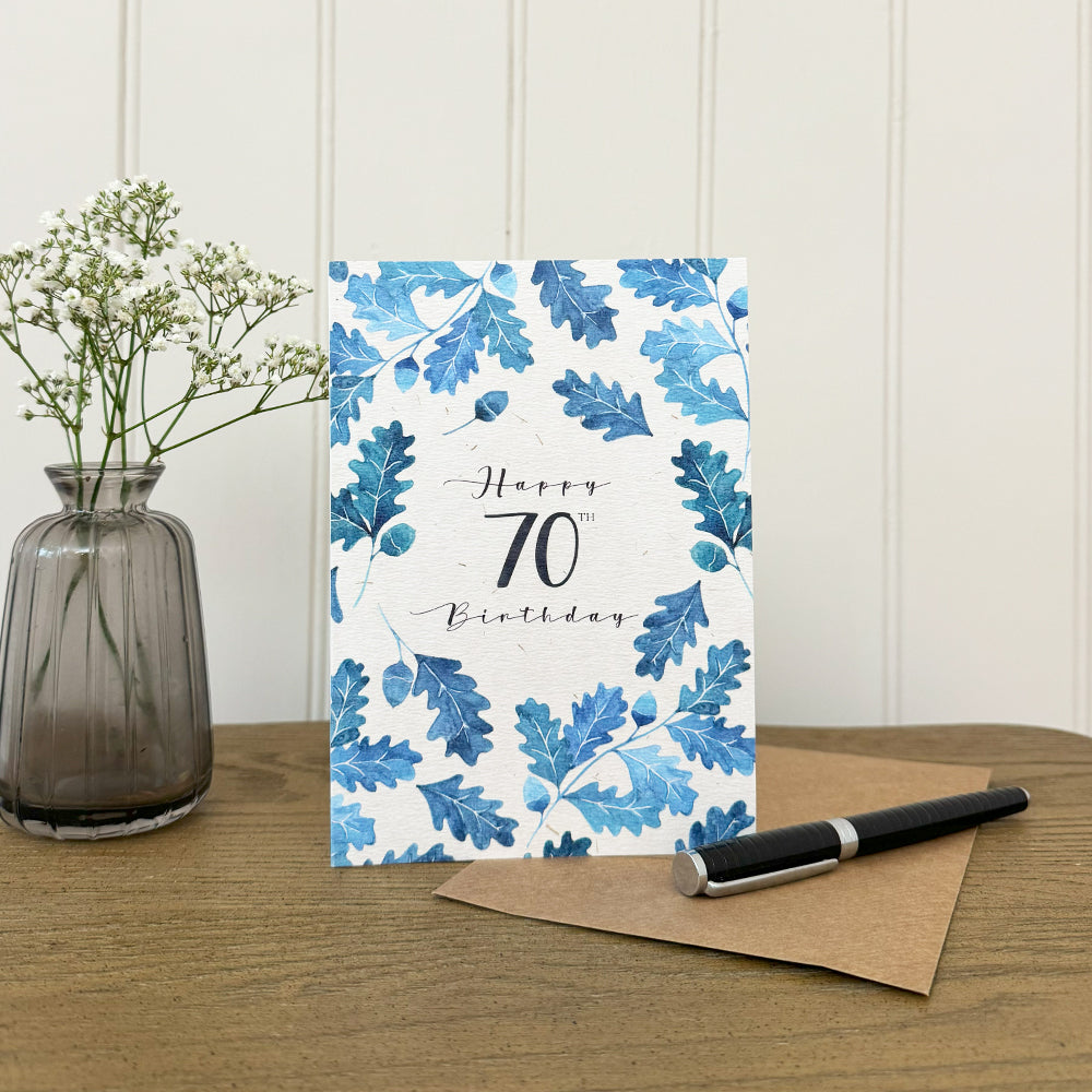Oak & Acorn 70th Birthday Card – Letters To Finley
